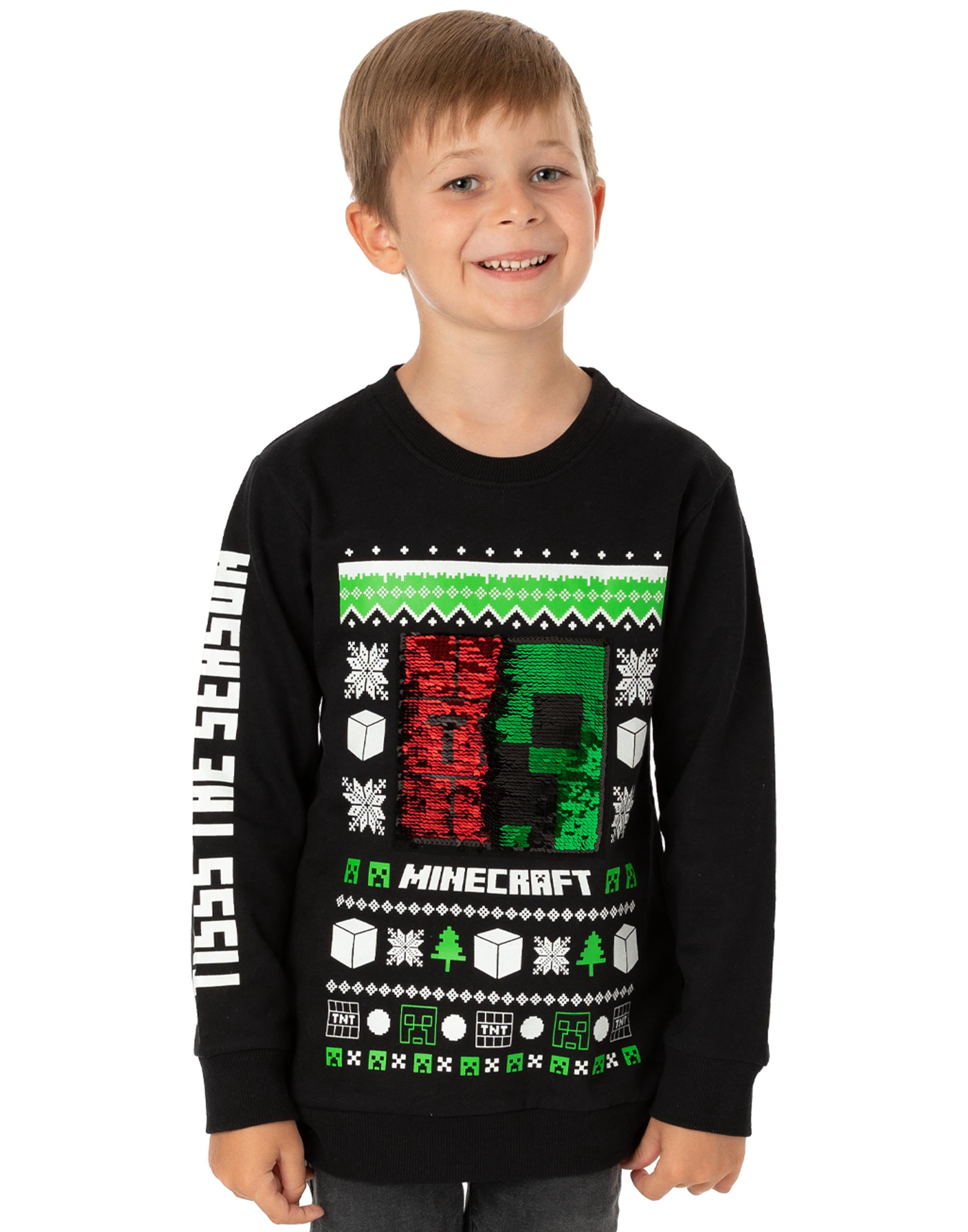 Minecraft Boys Black Christmas Jumper - Walmart.com