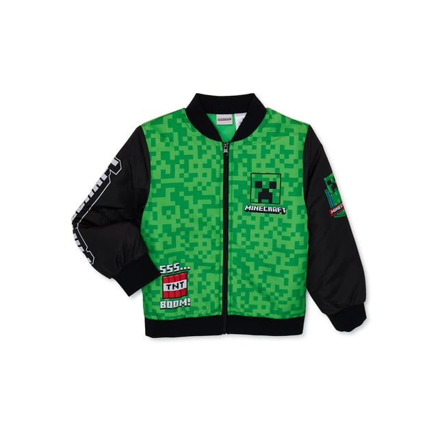 Minecraft Boys Bomber Jacket, Sizes 4-18, Lightweight Polyester, Trendy ...