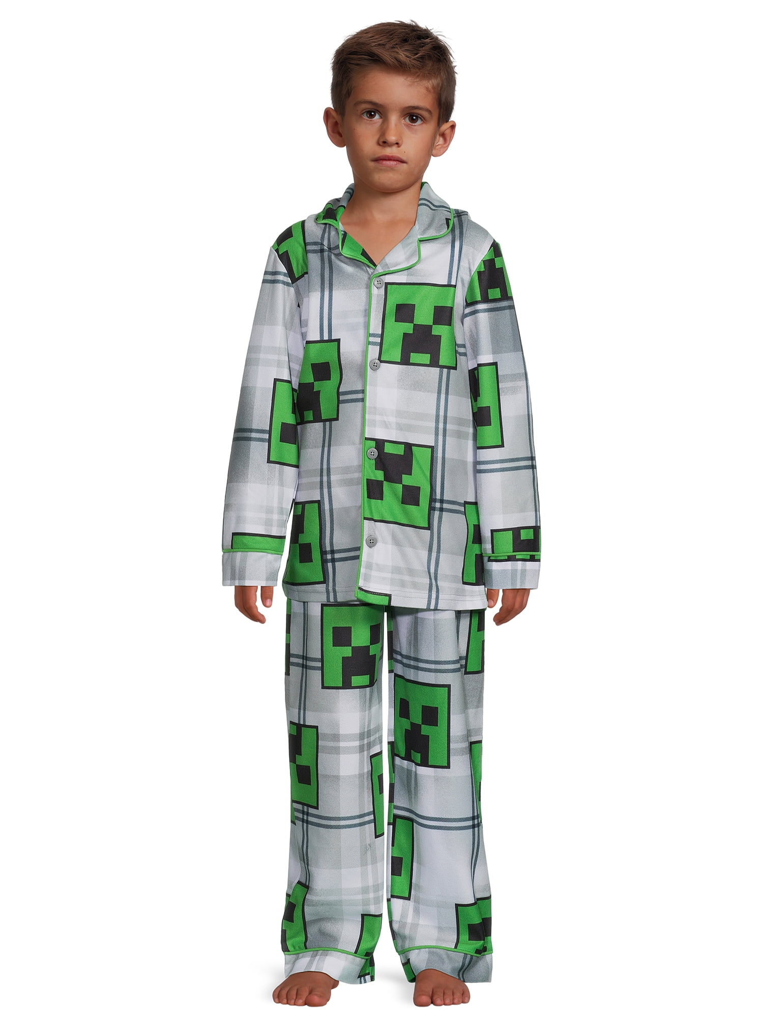 Minecraft Boys Button Front Coat and Pants Pajama Set, 2-Piece, Sizes 4 ...