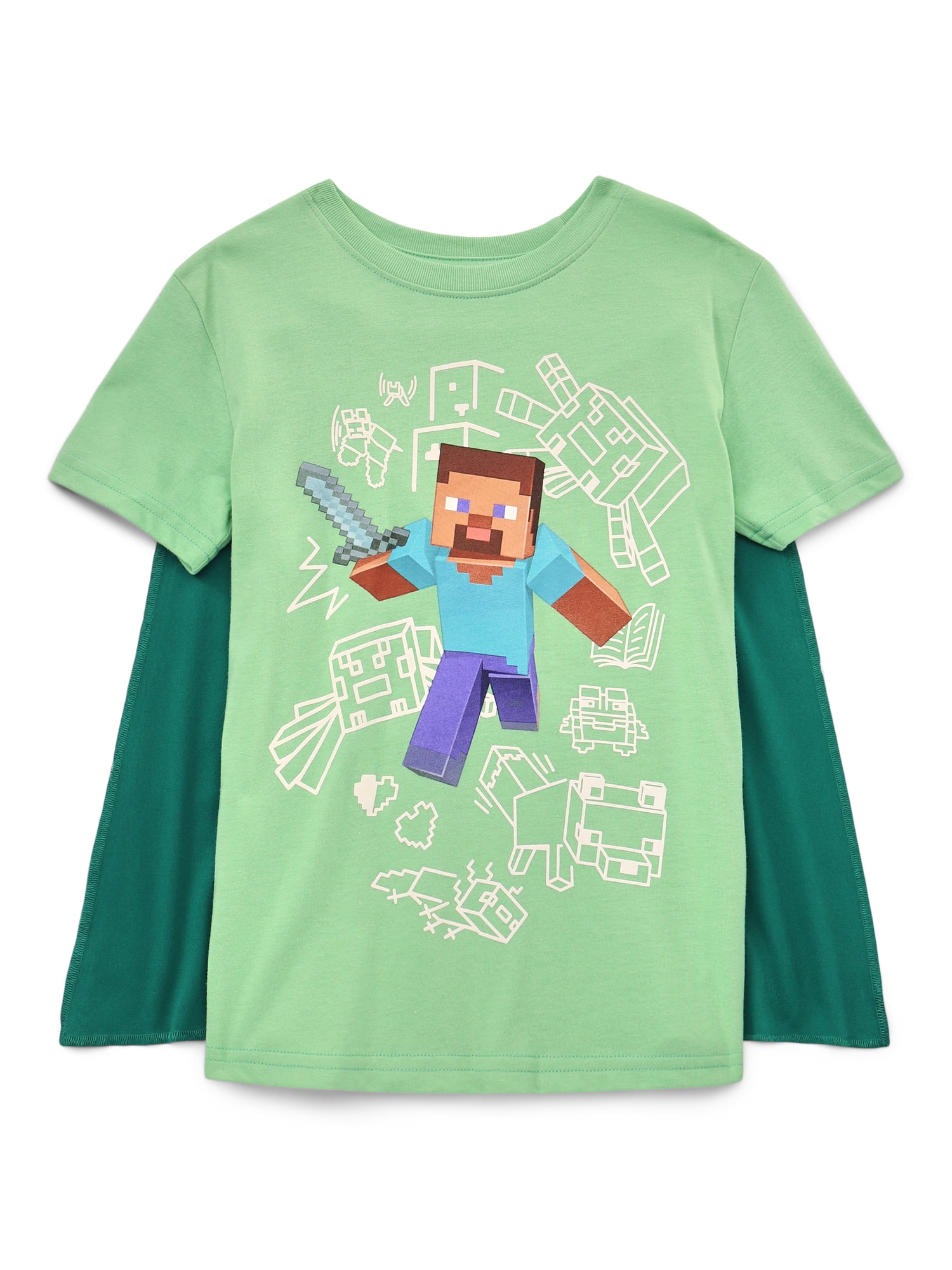 Minecraft Boys Costume Cape Short Sleeve T-Shirt, Sizes XS-2XL ...