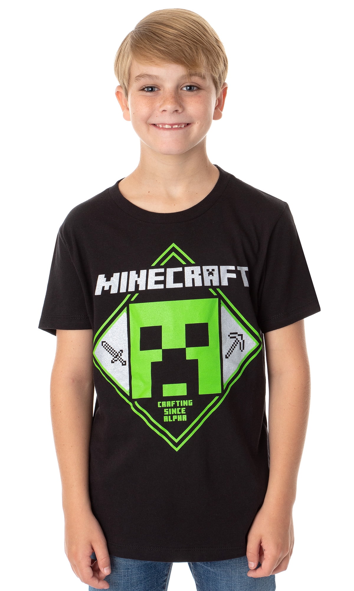 Minecraft Boys' Crafting Since Alpha Creeper Design Graphic Print T ...