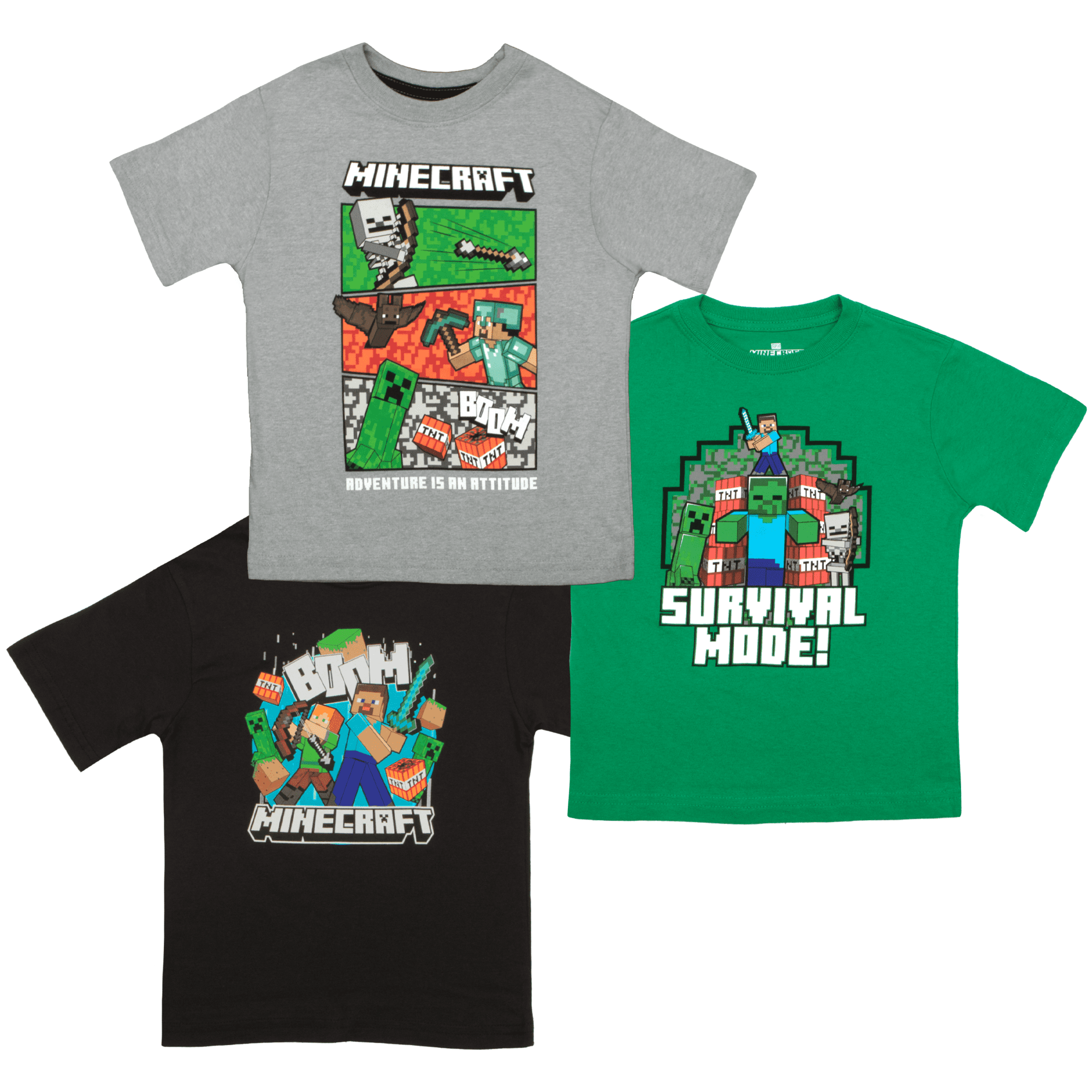 Walmart Exclusive: Minecraft Kids T-Shirt Outfit, 3-Pack Creeper ...