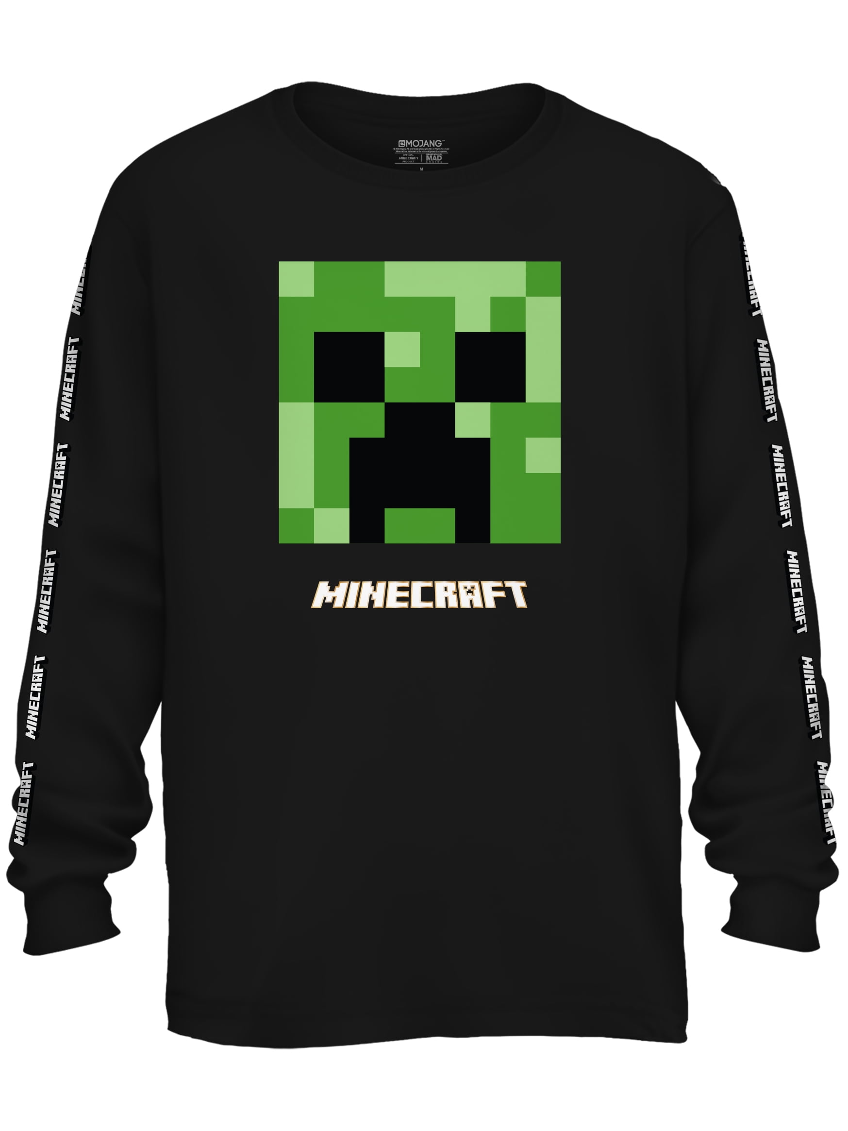 Minecraft Little Kids Clothes: Boys' Creeper Face Long Sleeve T-Shirt ...