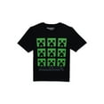 Minecraft Boys Creeper Faces, Crew Neck, Short Sleeve, Graphic T-Shirt ...
