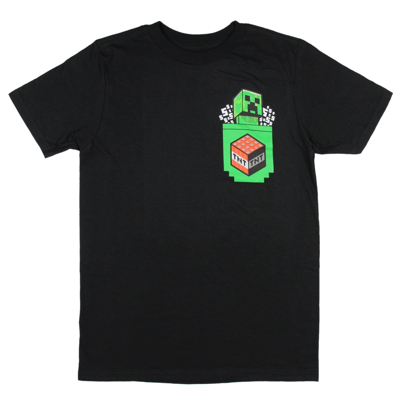 Minecraft Boys' Creeper In Front Pocket With TNT Block T-Shirt Tee ...