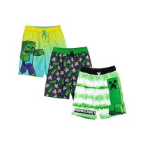 Minecraft Creeper Steve Mobs Little Boys 3 Pack Swim Trunks Little Kid ...