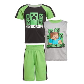 Minecraft Boys 3-Piece Creeper Outfit T-Shirt Tank Top Shorts Sizes 4-8 ...