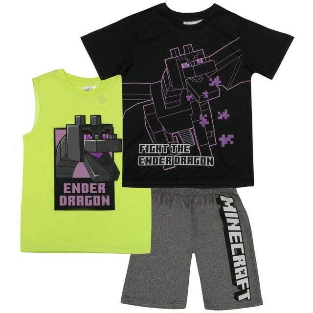 Minecraft Kids Outfit: Boys 3-Piece T-Shirt, Tank Top, Shorts Set ...