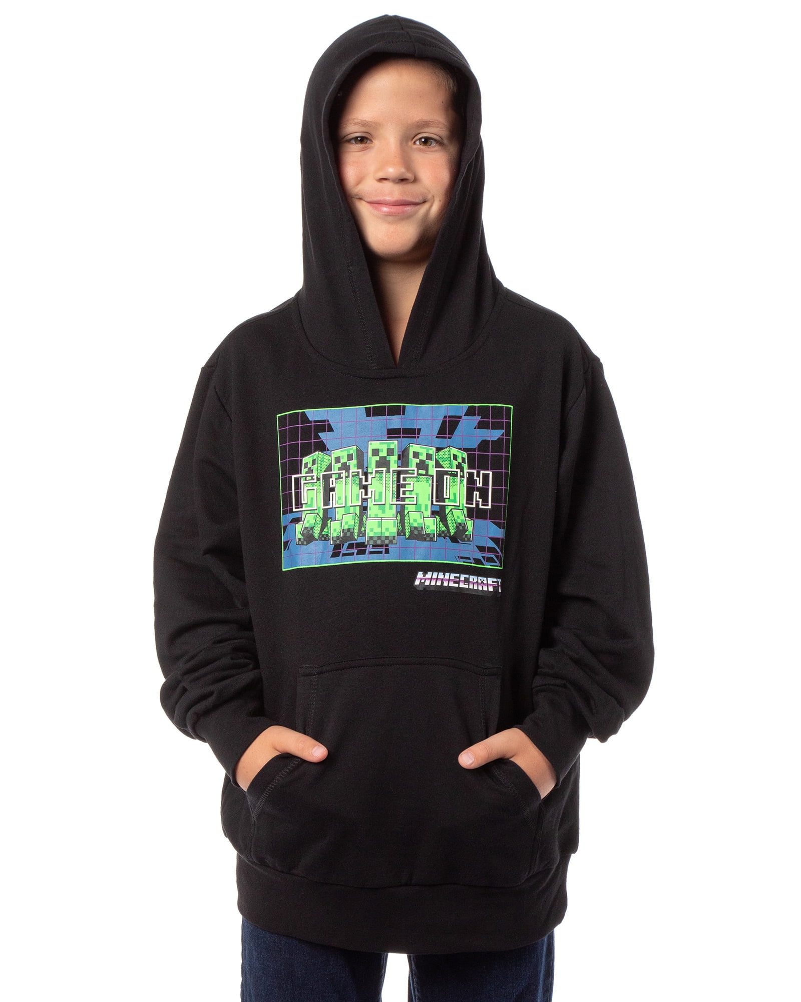 Minecraft Boys' Game On Creeper Mob Graphic Print Hoodie Sweatshirt For ...