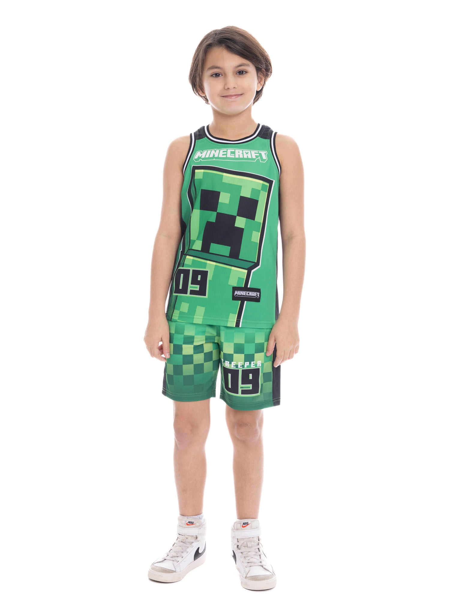 Minecraft Boys Character Graphic Basketball Jersey and Shorts Set, 2 ...