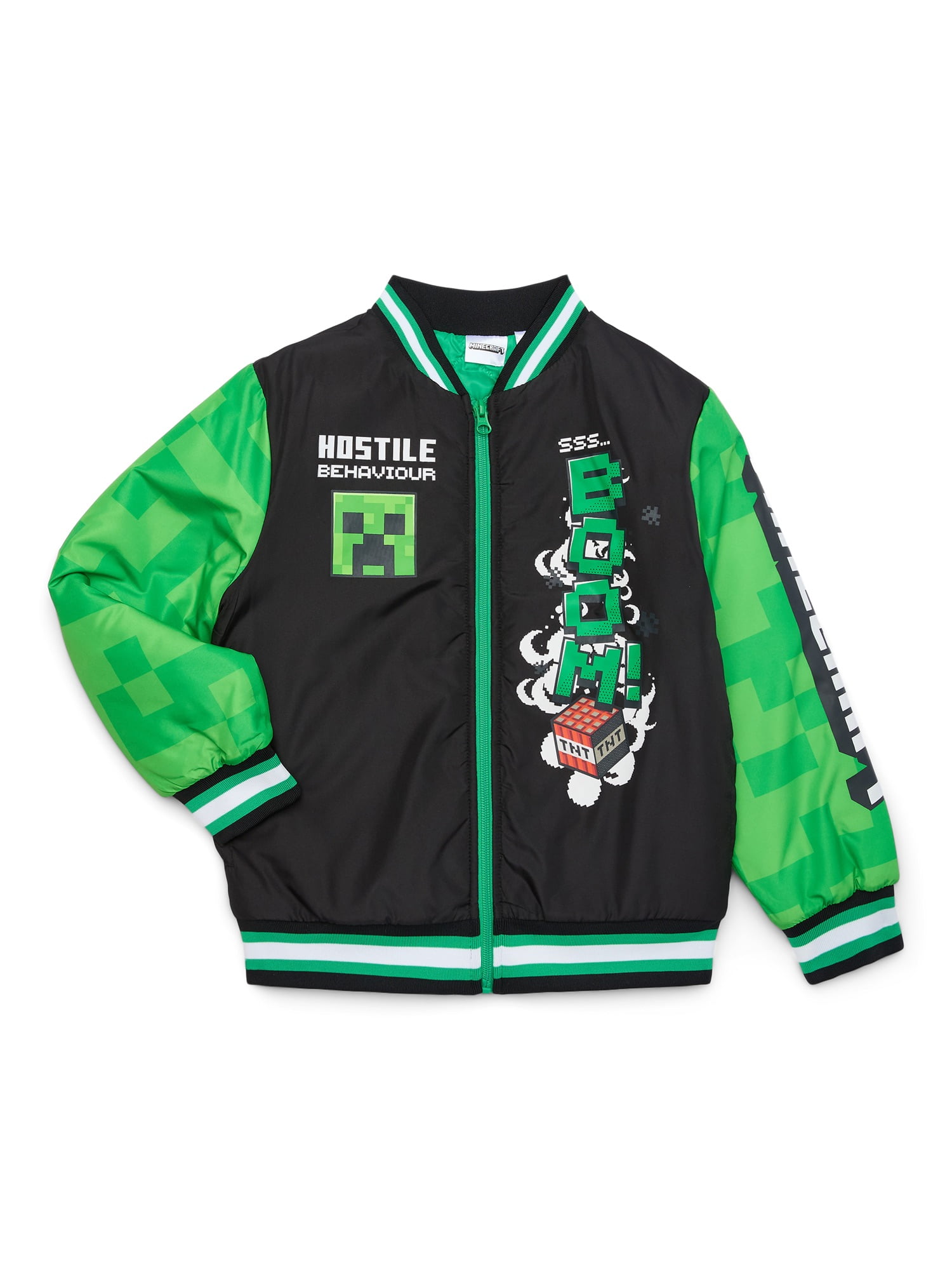 Minecraft Boys’ Graphic Bomber Jacket, Sizes 6-16 - Walmart.com