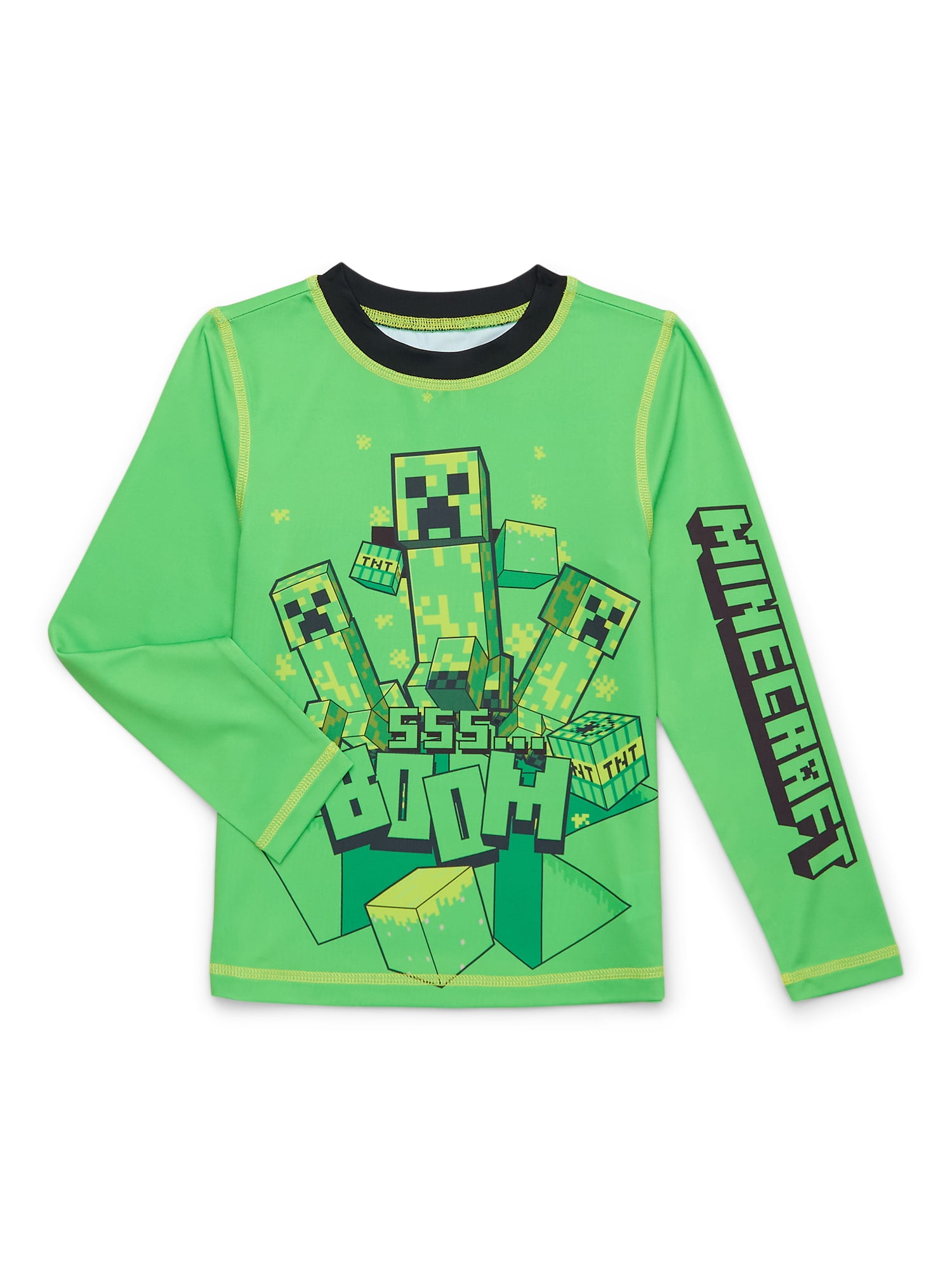 Minecraft Boys’ Graphic Rashguard with Long Sleeves and UPF 50+, Sizes ...