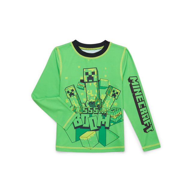 Minecraft Boys’ Graphic Rashguard with Long Sleeves and UPF 50+, Sizes ...