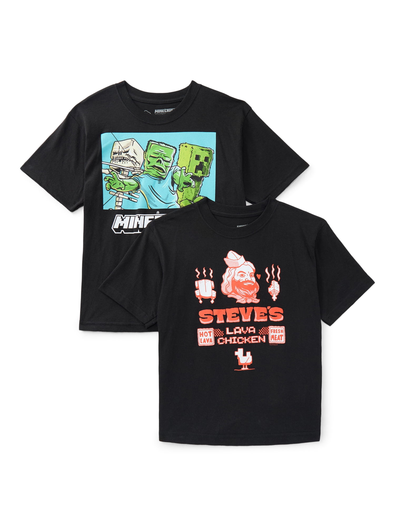 Minecraft Boys Cotton Graphic Tee with Short Sleeves, 2-Pack, Sizes XS ...