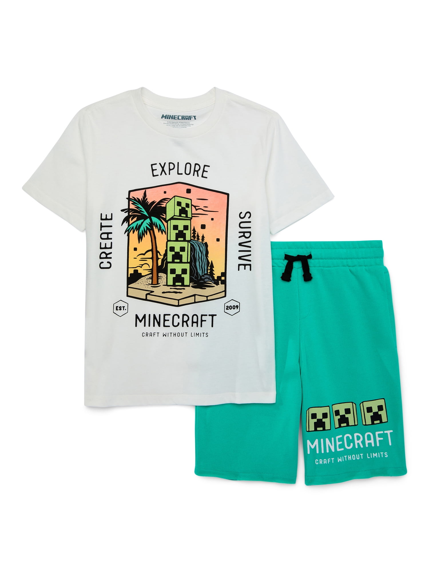 Minecraft Boys' Graphic Tee and Shorts Set, 2-Piece, Sizes XS-2XL ...
