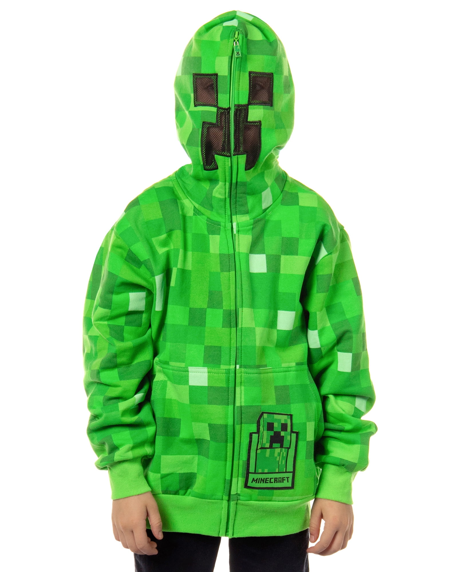Minecraft Boys' I Am Creeper Allover Pixel Design Big Kids Full-Zip ...