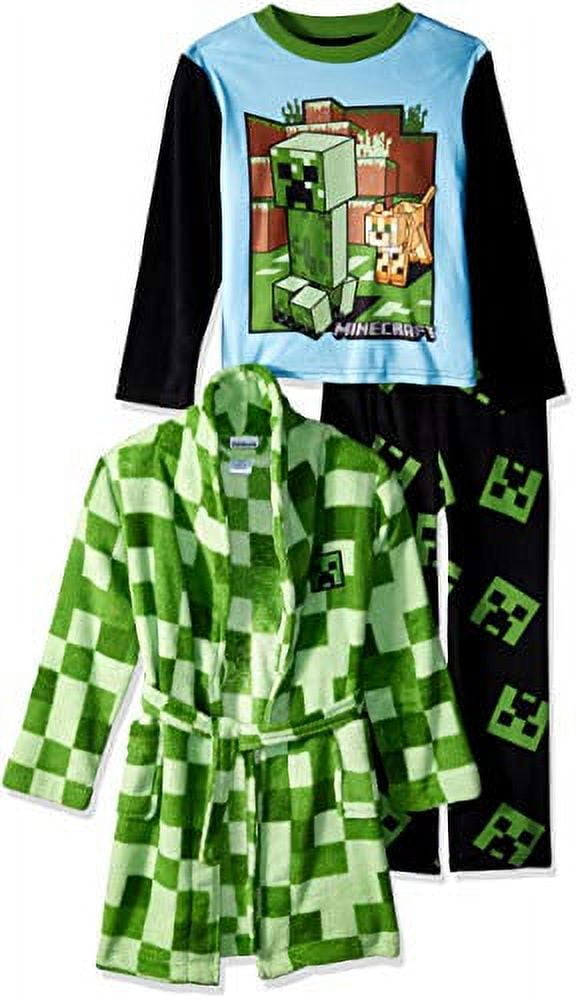 Minecraft Boys' Little 3-Piece Robe Pajama Set, Green Creeper, 6 ...