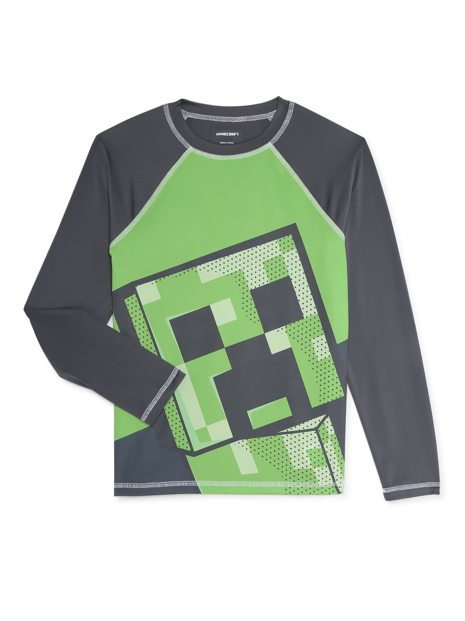 Minecraft Boys Long Sleeve Rash Guard - Creeper Design - Walmart.com