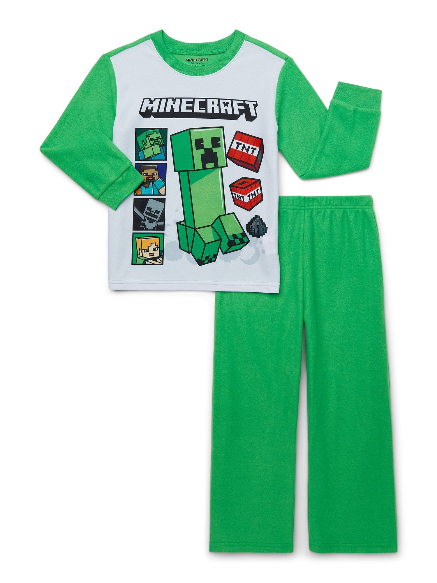 Minecraft Boys Long Sleeve Top and Pants Pajama Set, 2-Piece, Sizes 4-16 - Walmart.com