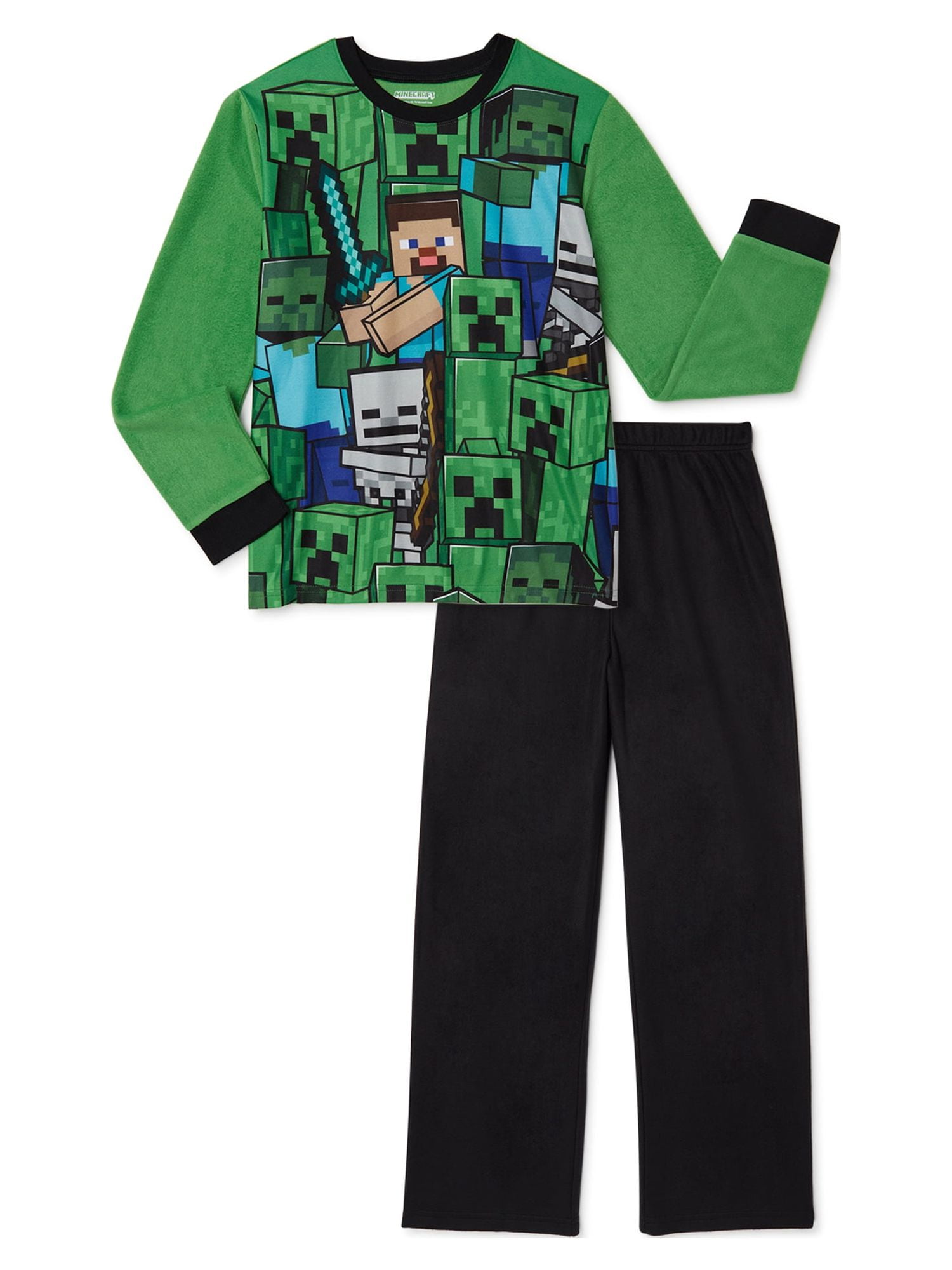 Minecraft Boys 2-Piece Pajama Sleepwear Set, Long Sleeve Top and Pants, Sizes 4-16 - Walmart.com
