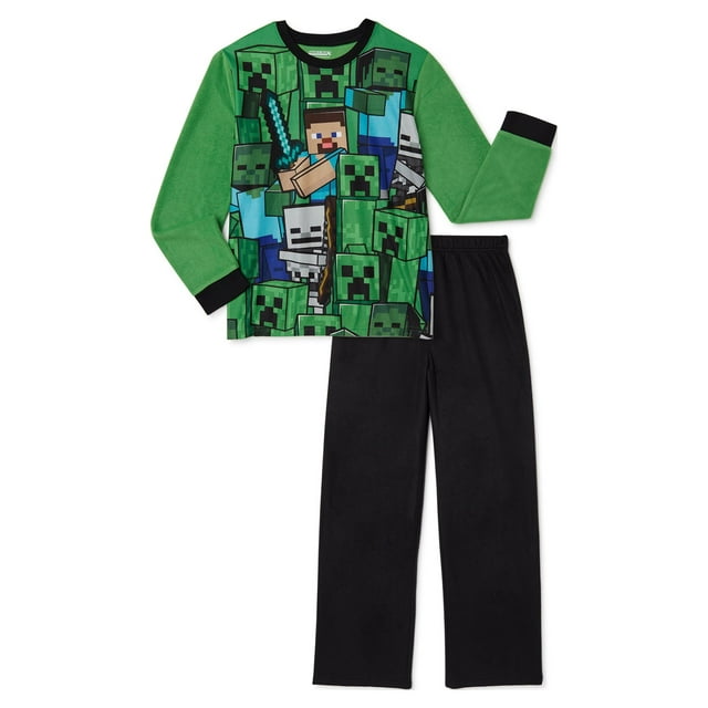 Minecraft Boys 2-Piece Pajama Sleepwear Set, Long Sleeve Top and Pants ...