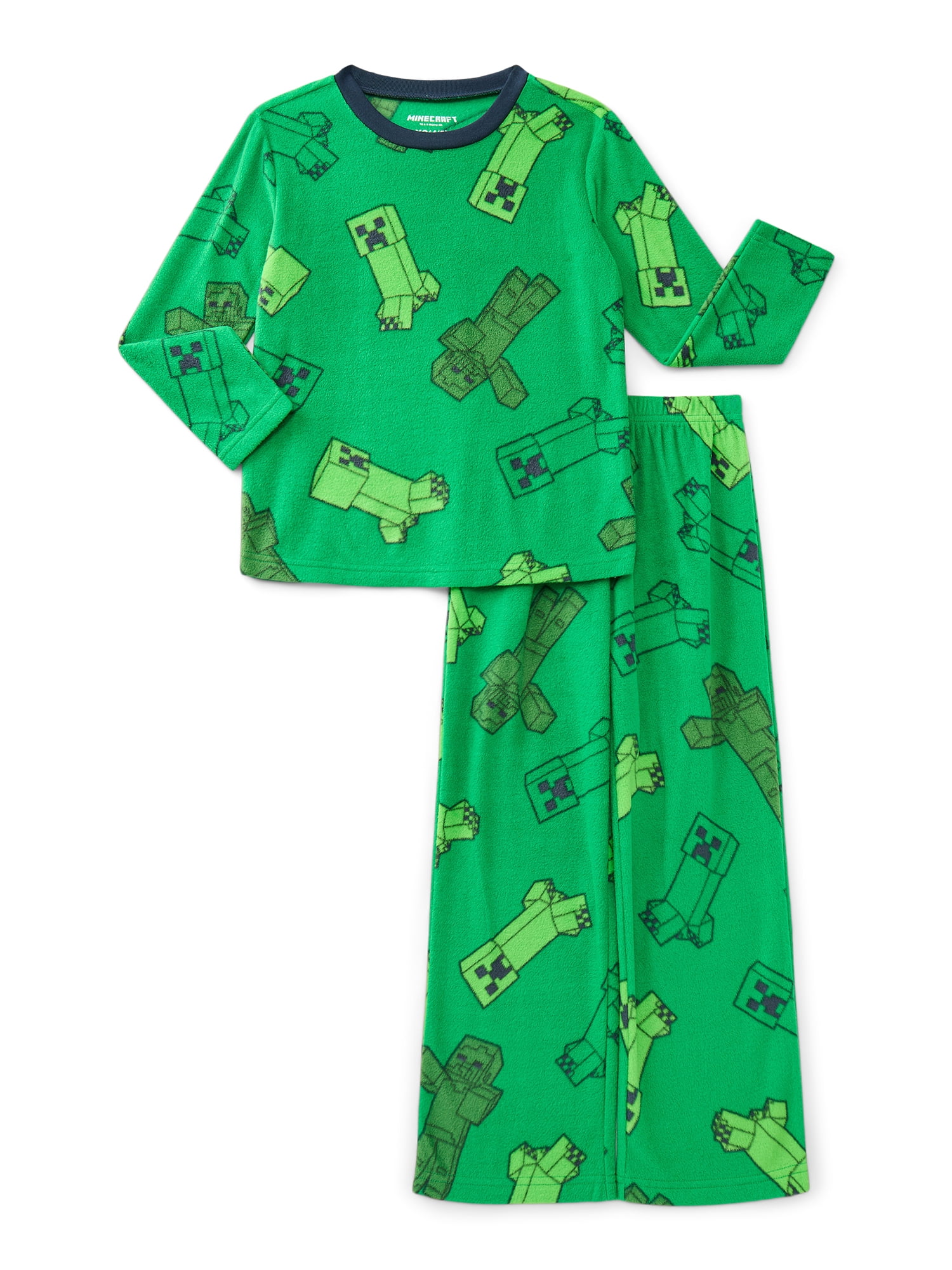 Minecraft Boys Holiday Long Sleeve Top and Pants Pajama Set, 2-Piece ...