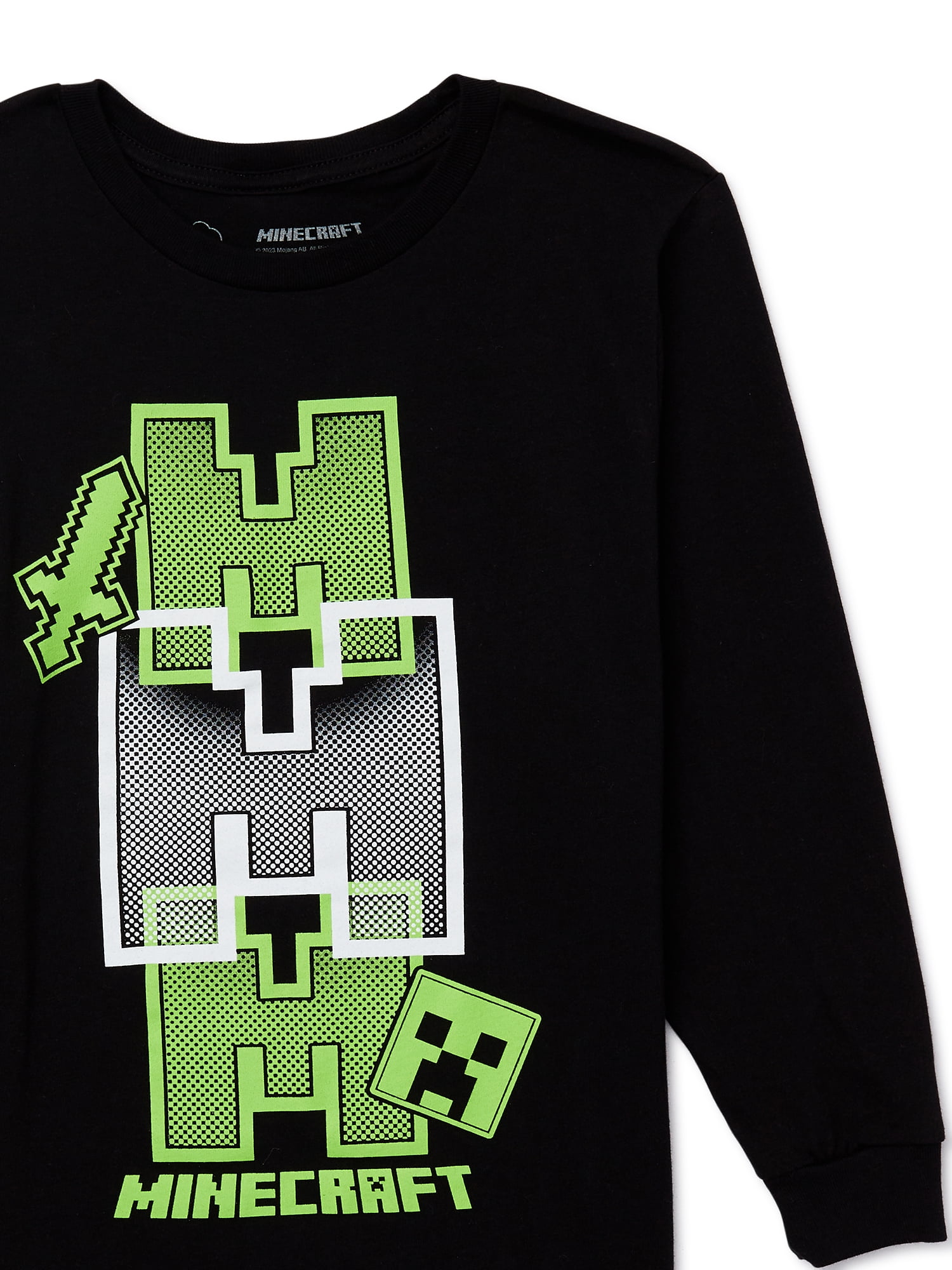 Minecraft Boys Long Sleeve and Short Sleeve Graphic T-Shirt Set, 2 ...