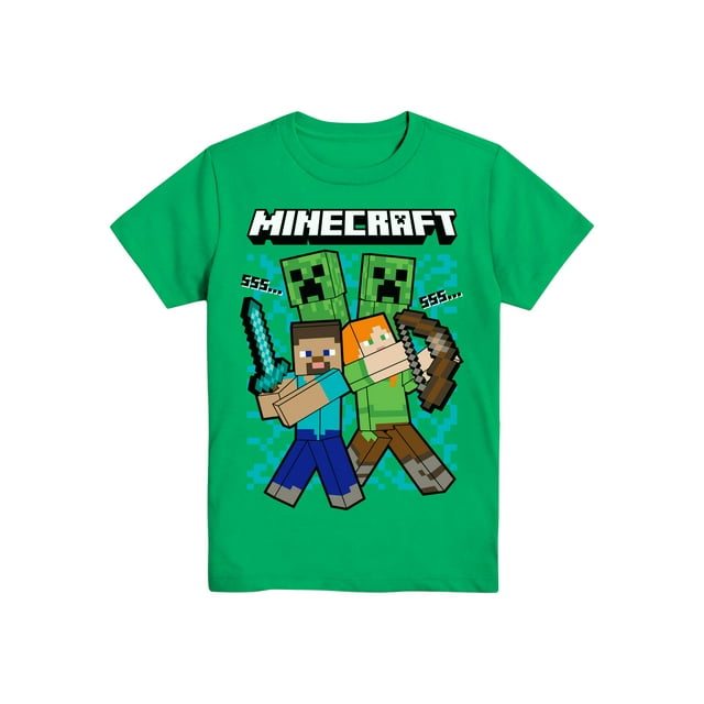 Minecraft Boys MC Heads, Crew Neck, Short Sleeve, Graphic T-Shirt ...