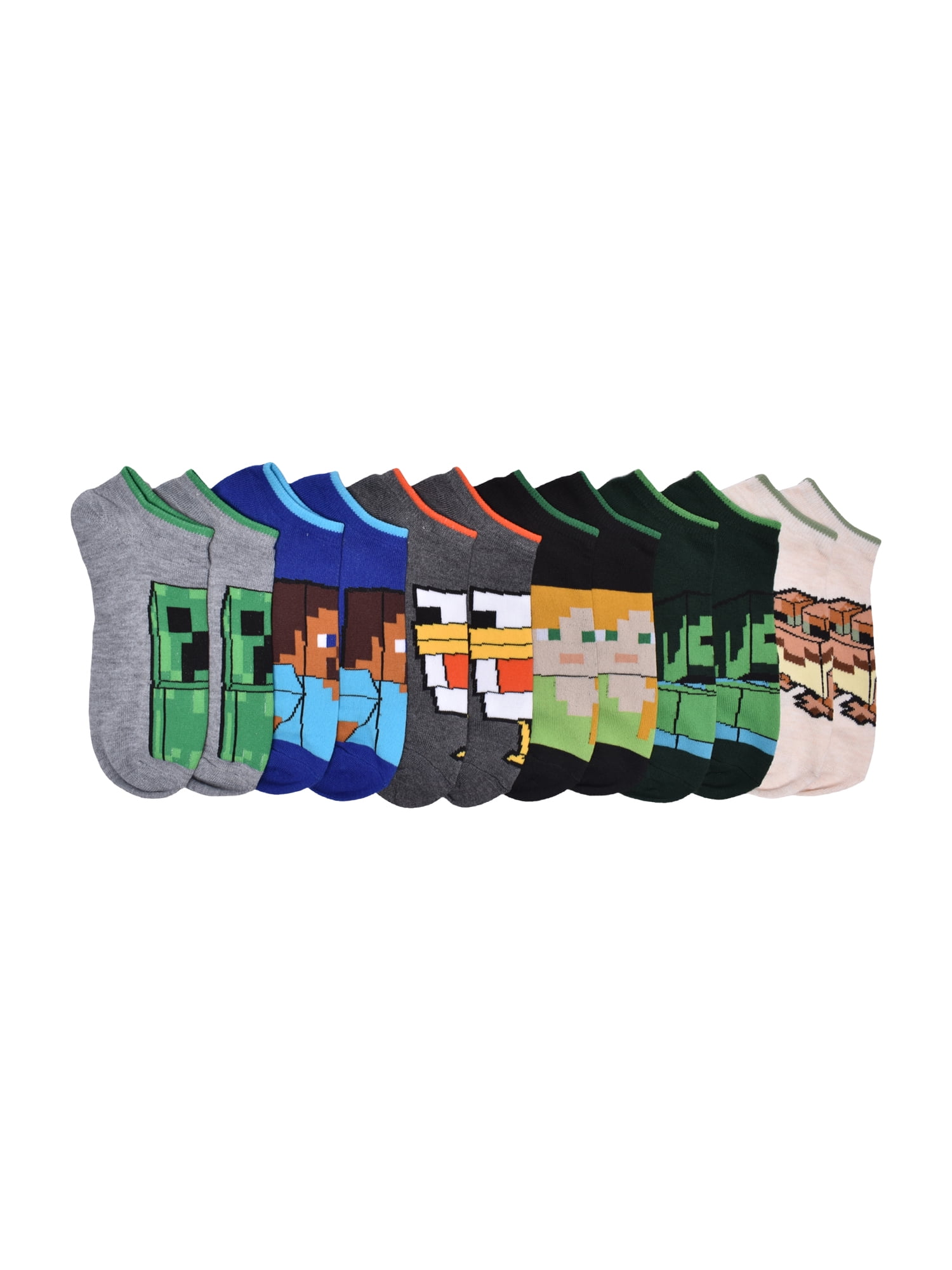 Minecraft Boys No Show Socks, 6-Pack, Sizes S-L - Walmart.com