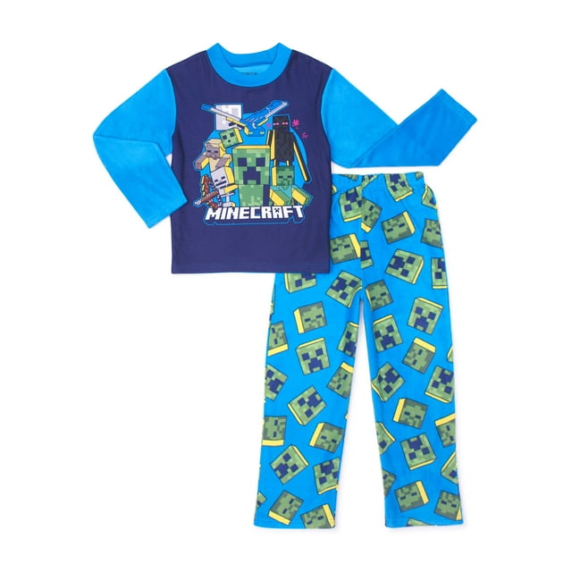 Minecraft Boys Super Soft Long Sleeve Top & Long Pants , 2-Piece Pajama ...