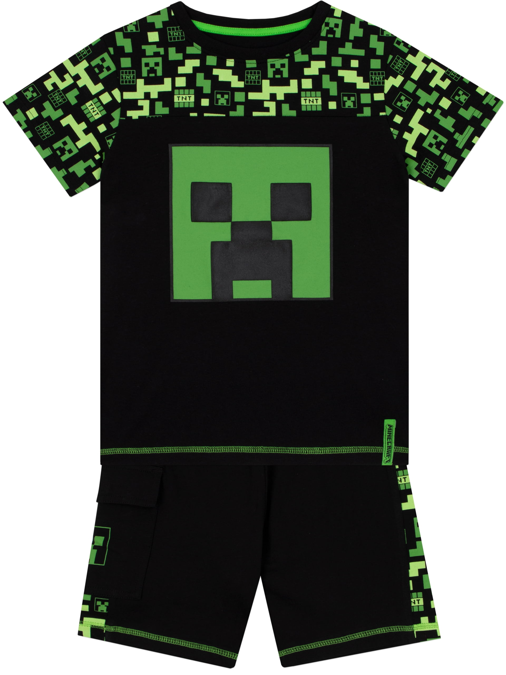 Minecraft Boys T-Shirt And Shorts Set Black Sizes 6-14 - Walmart.com