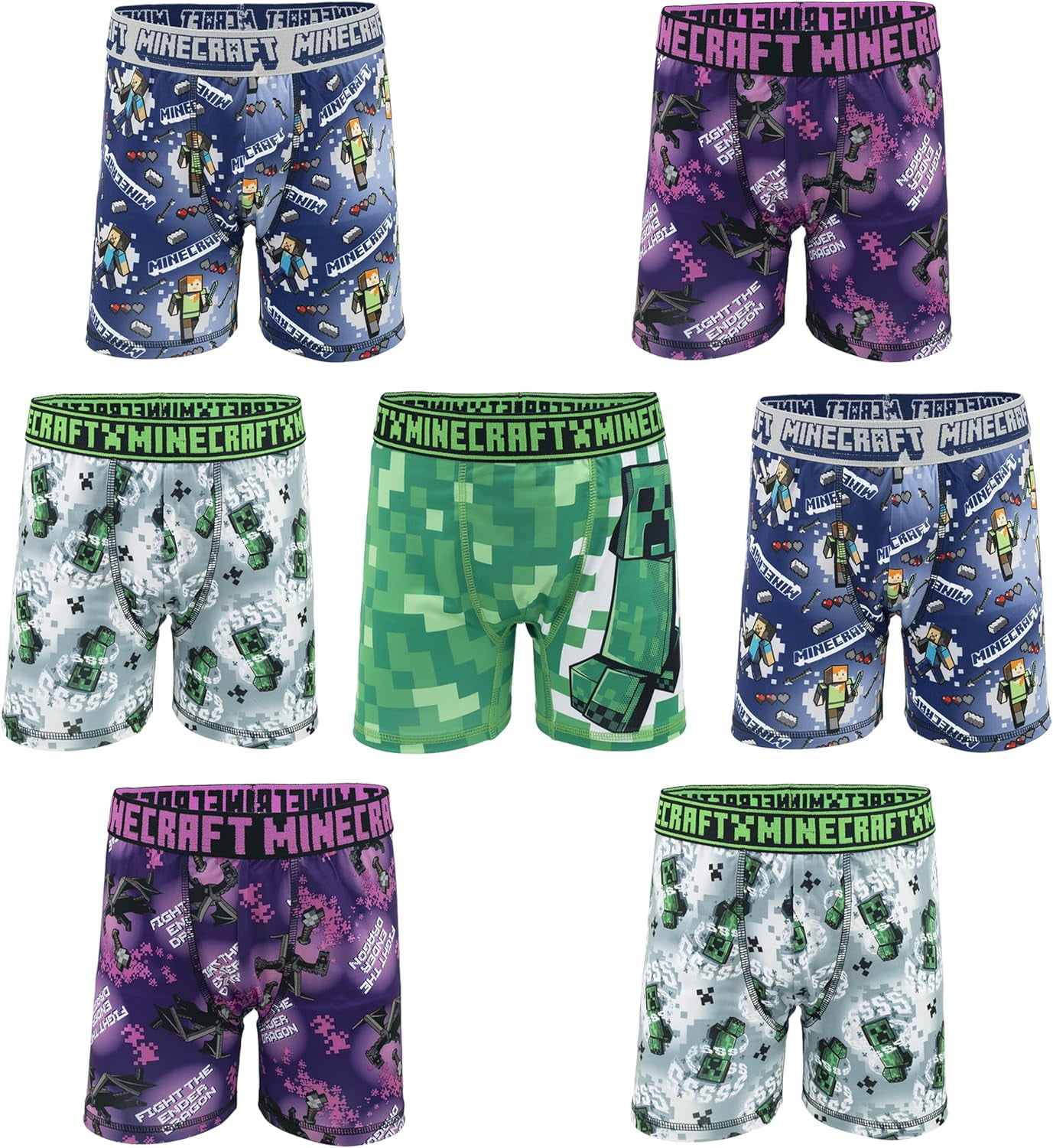 Minecraft Boys' Ultimate Gamer Athletic Boxer Briefs, 7 Soft Pairs with ...