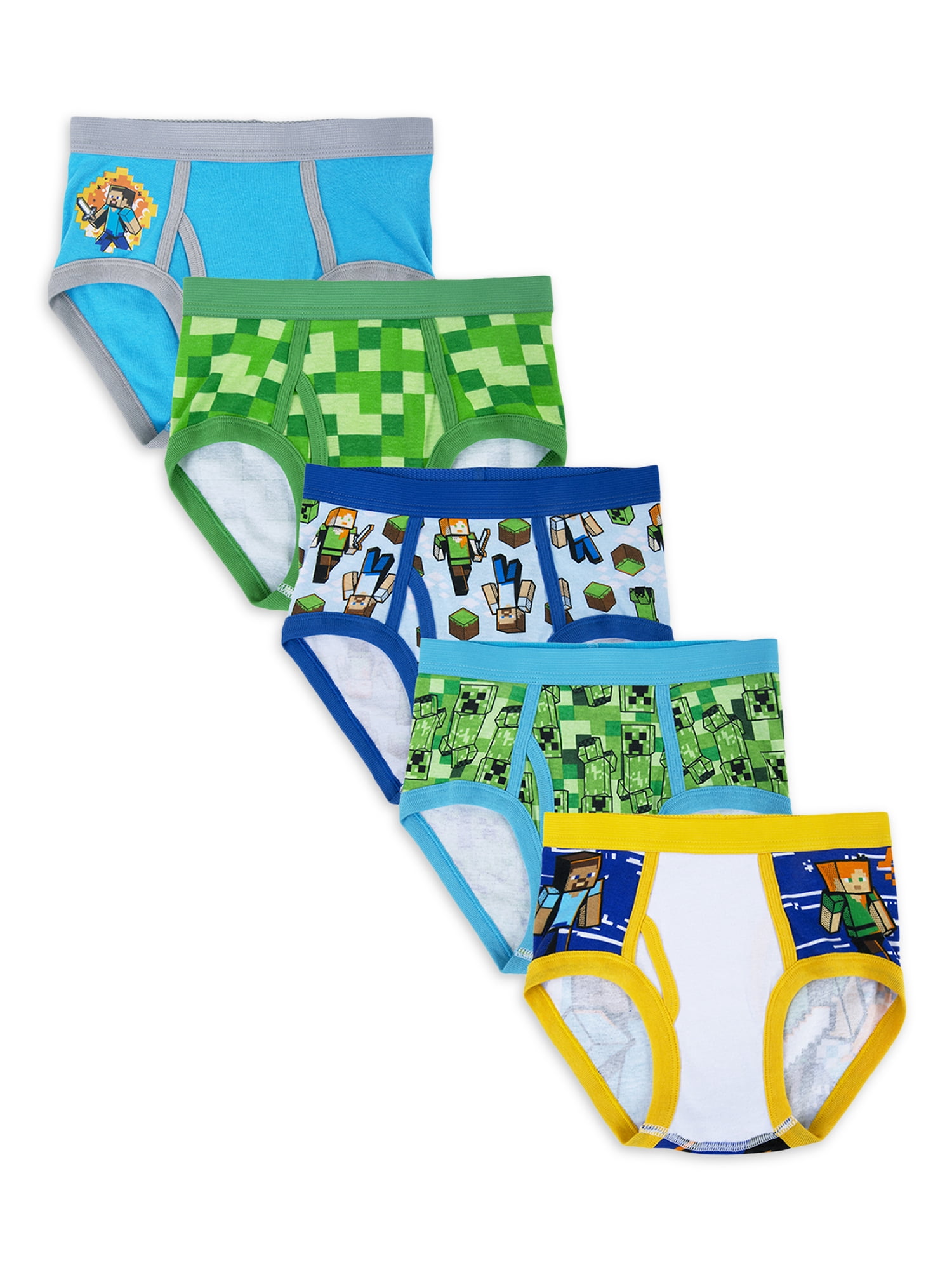 Minecraft Boys Underwear Briefs, 5 Pack, 100% Cotton, Sizes 4-8 ...