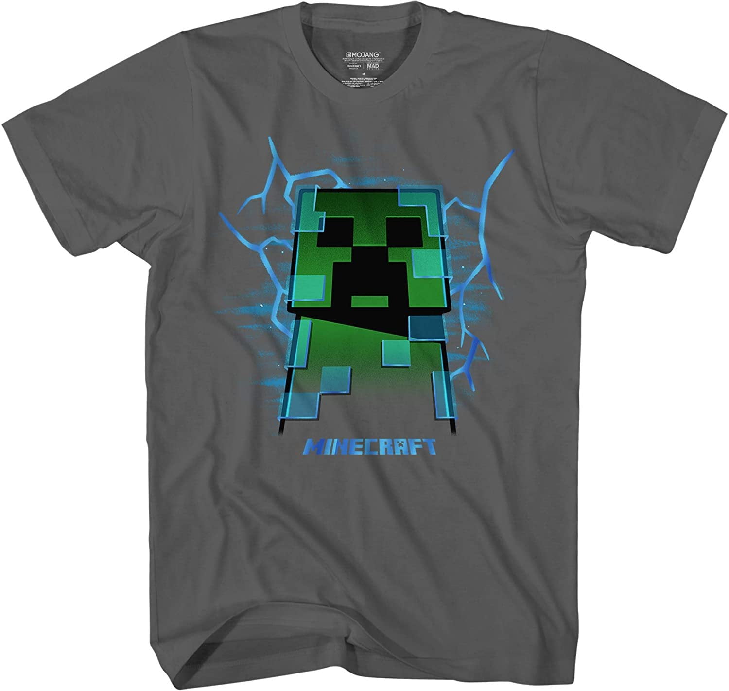 Minecraft Boys Video Game T-Shirt - Black and Green Creeper Face ...