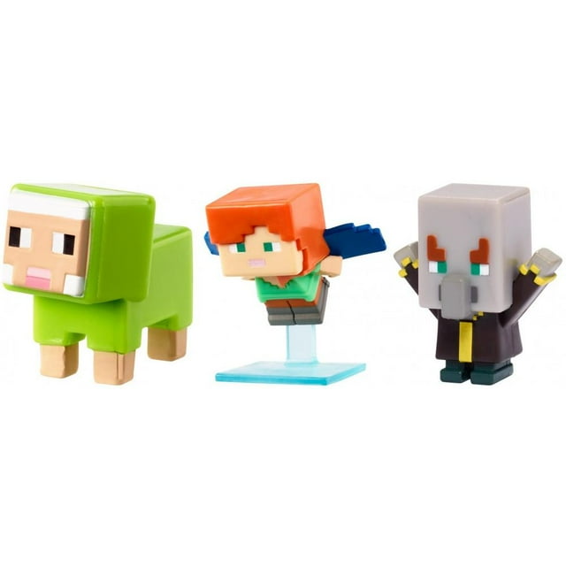 Minecraft Build-A-Mini 3-Pack Pack Alex W/Elytra, Evoker, Green Sheep ...