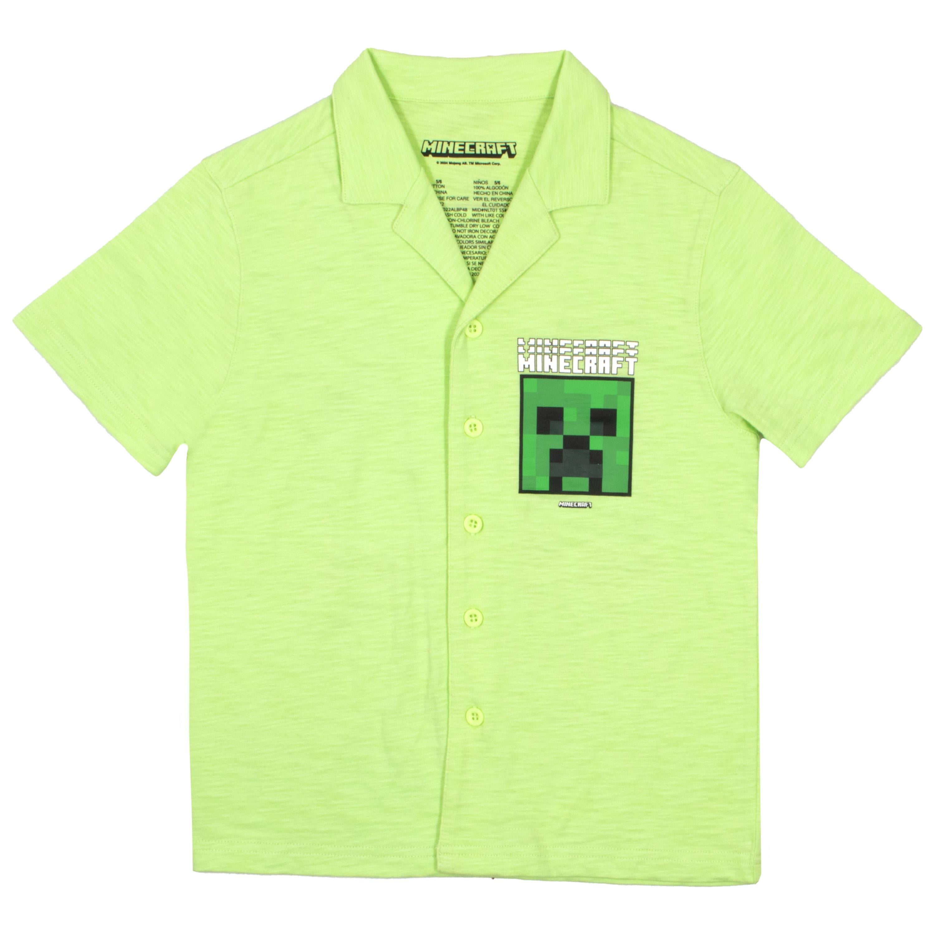 Minecraft Build Explore Create Boys Casual Button Down Short Sleeve ...