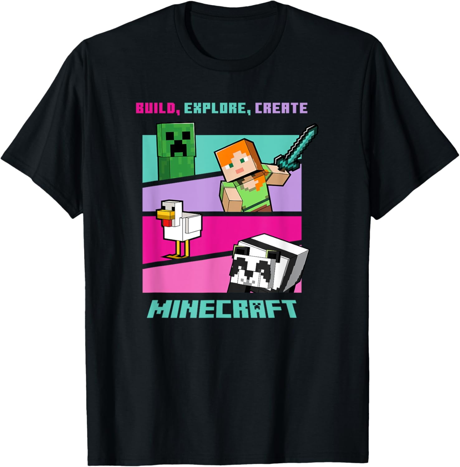 Minecraft Build Explore Create Group Poster T-Shirt - Walmart.com