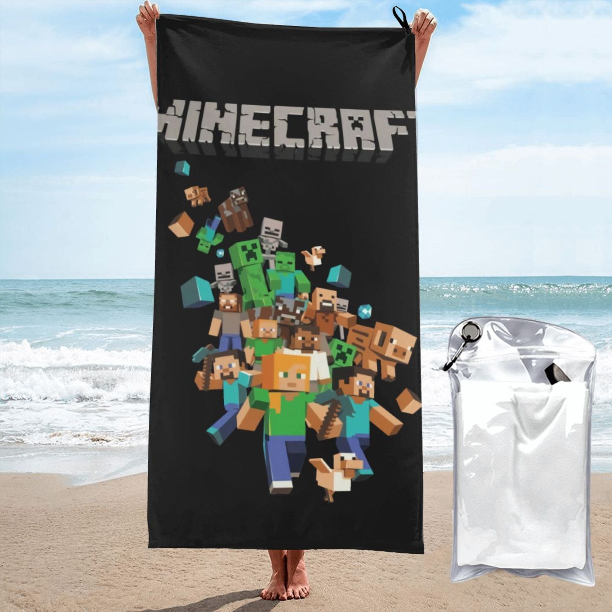 Minecraft Cartoon Game Quick Drying Bath Towel Beach towel For Men ...