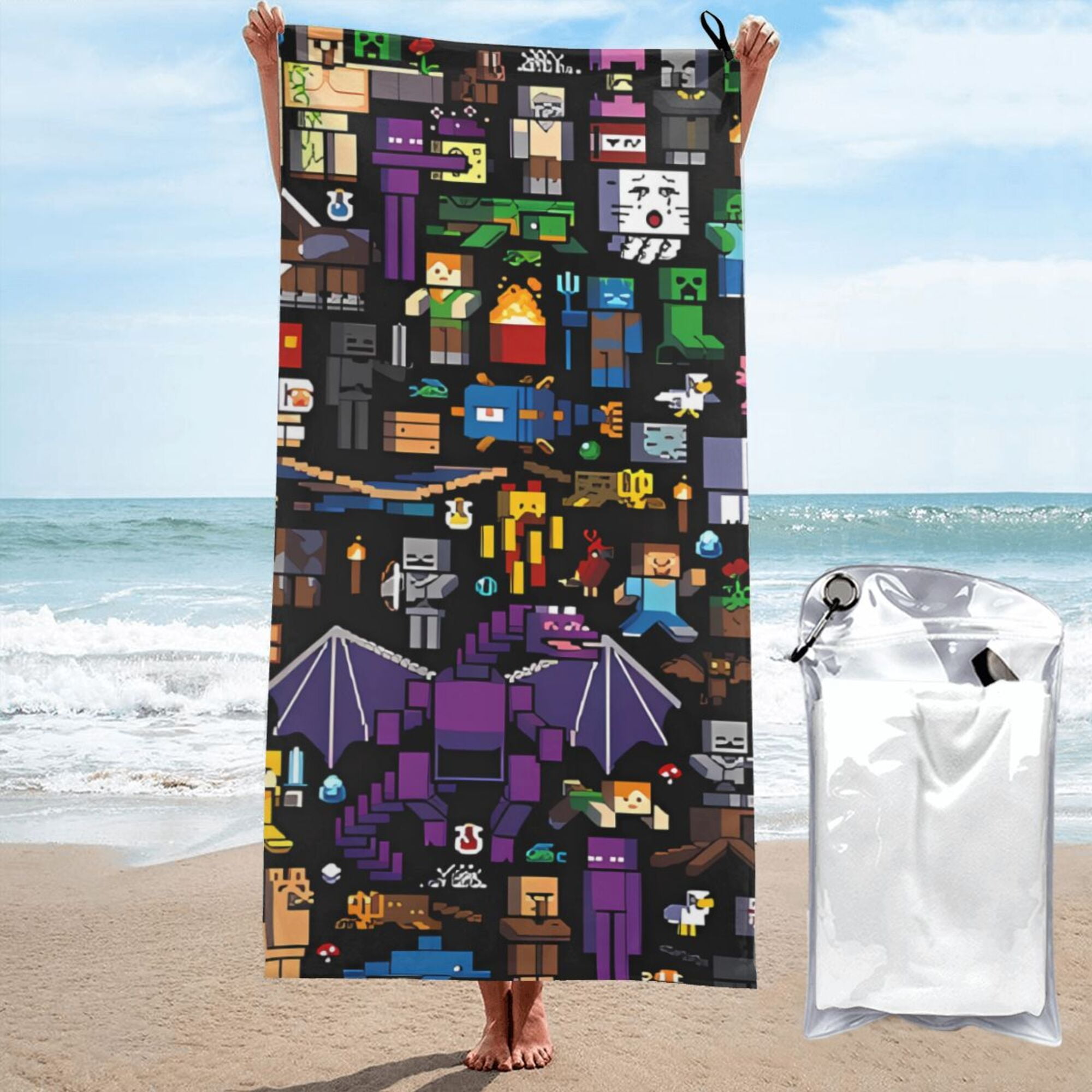 Minecraft Cartoon Quick Drying Bath Towel Beach towel For Men Women ...