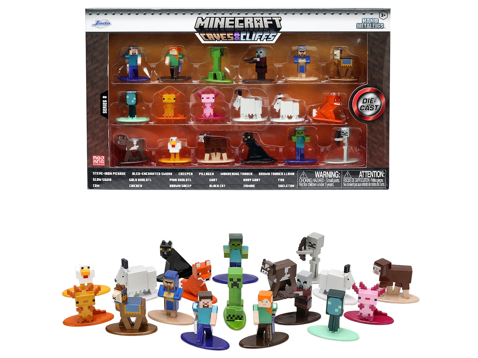 "Minecraft: Caves & Cliffs" Set of 18 Diecast Figures "Nano Metalfigs ...