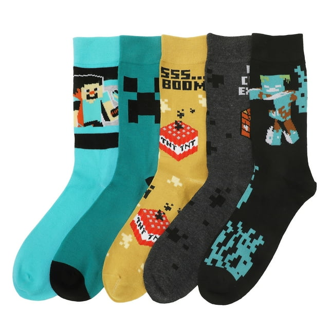 Minecraft Characters & Icons Adult 5-Pair Crew Socks - Walmart.com