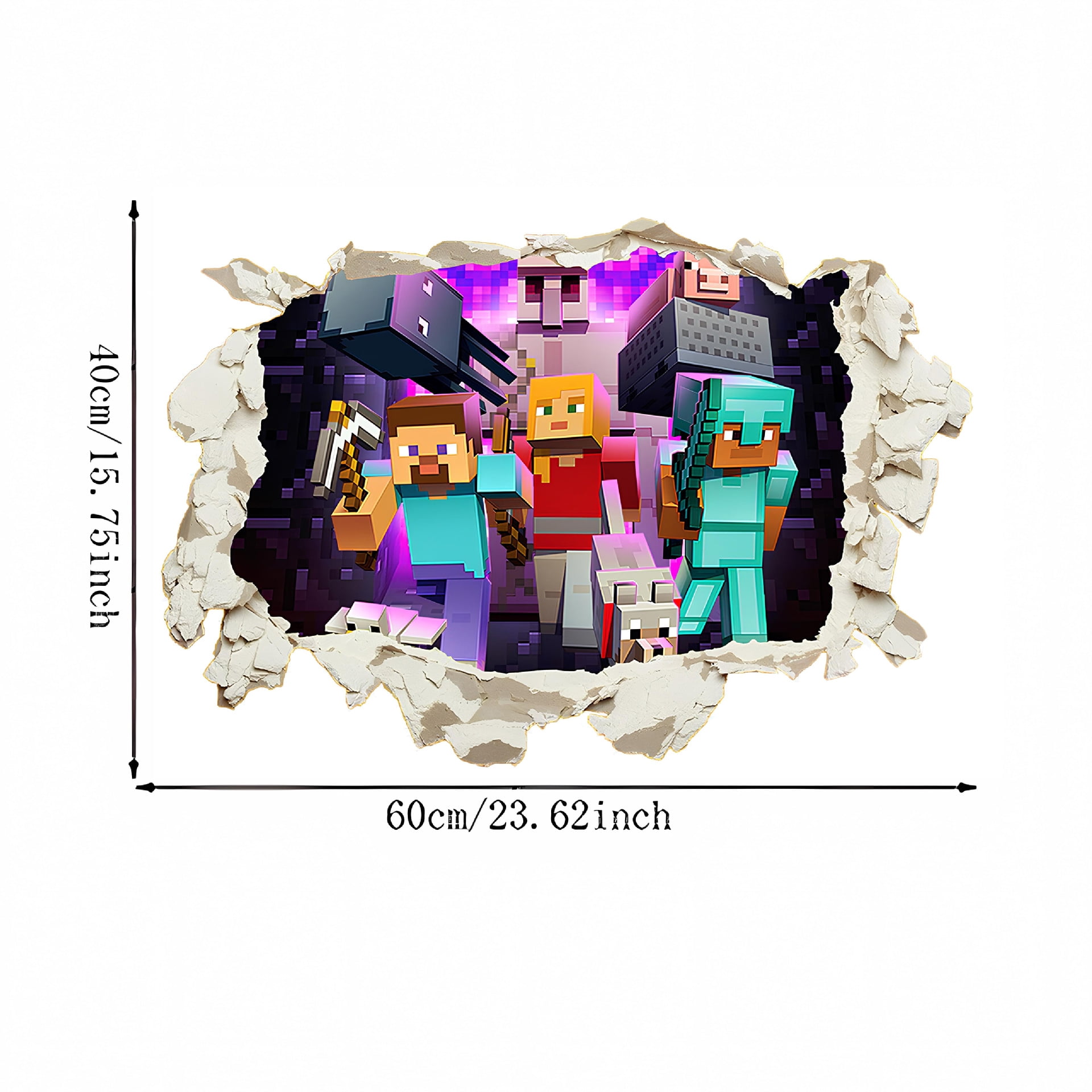 Minecraft Characters Peel and Stick Wall Decals -I-60*40cm - Walmart.com