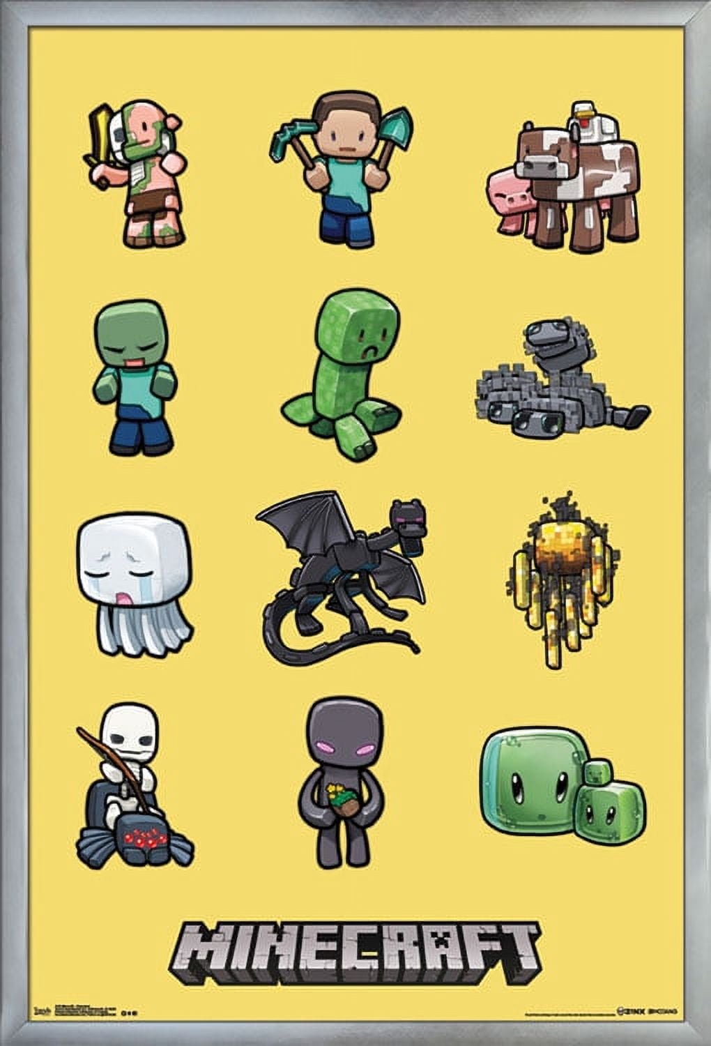 Minecraft - Characters Wall Poster, 22.375" x 34", Framed - Walmart.com