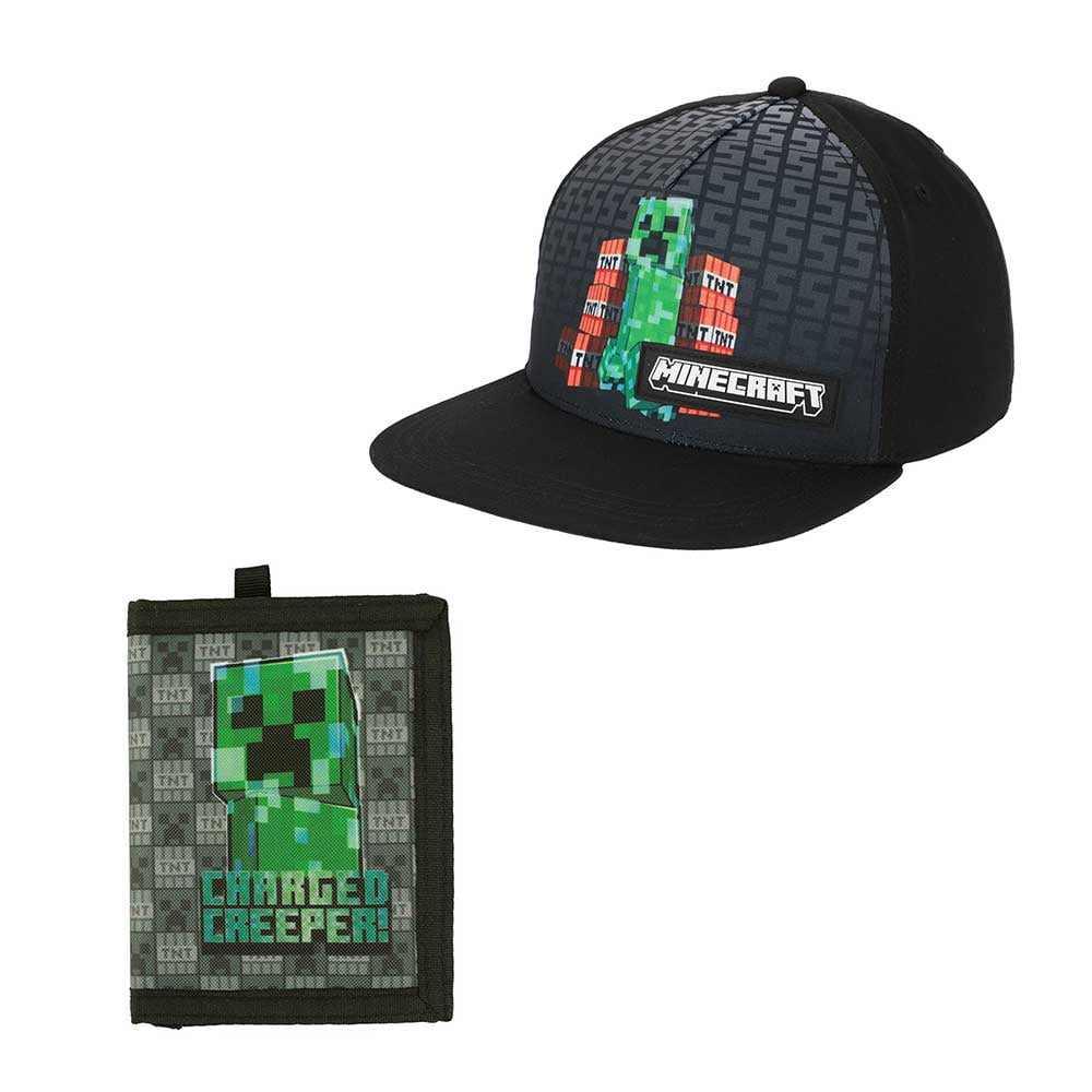 Minecraft Charged Creeper Youth 2-Pack Curved Bill Snapback Hat & Bi ...