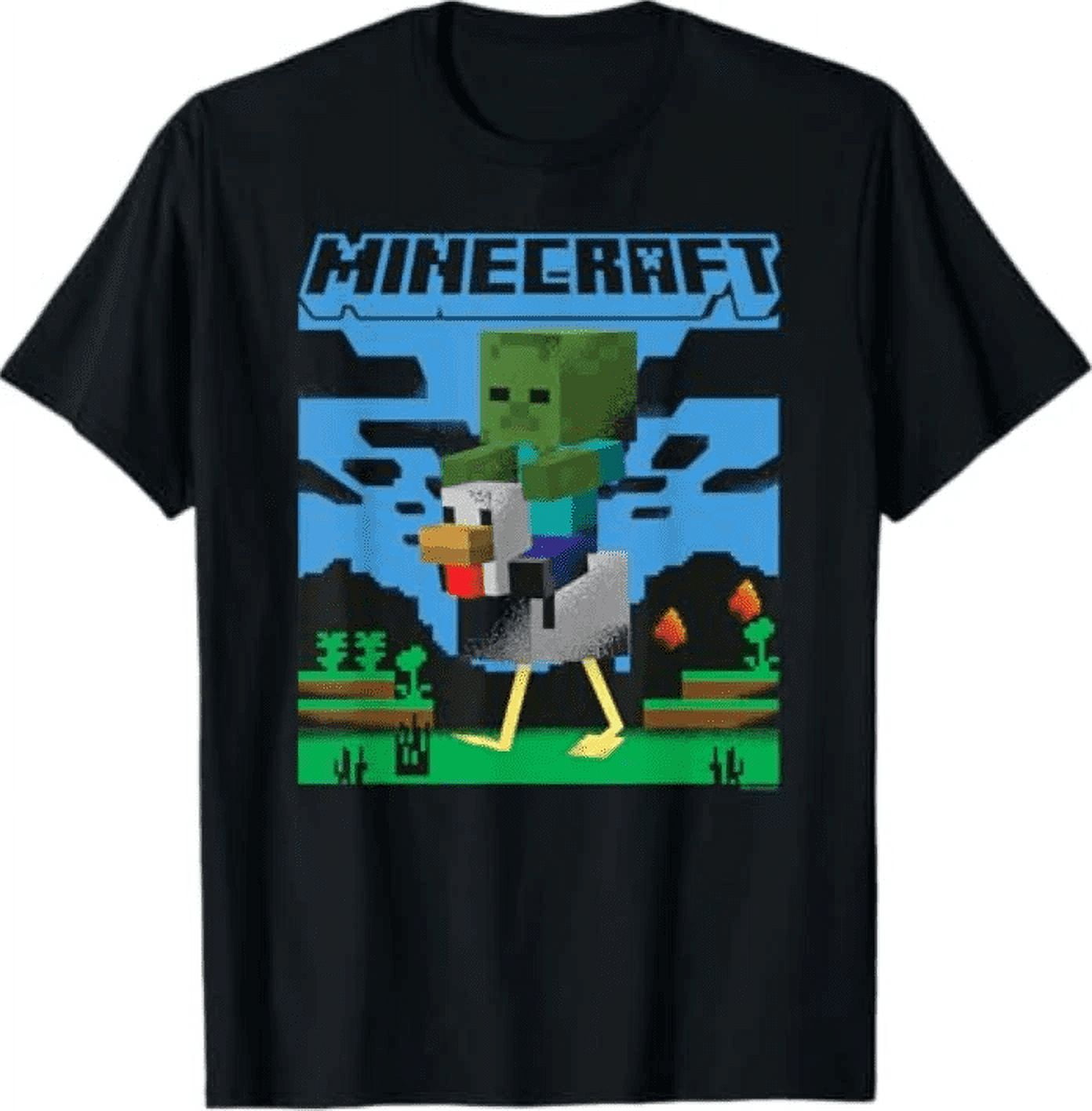 Minecraft Chicken Jockey Day Walk Poster T-Shirt - Walmart.com