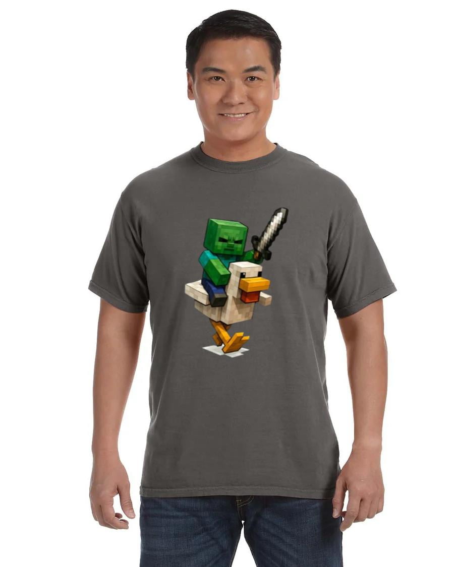 Minecraft Chicken Jockey Pixel Art Gamer Style Comfort Color T-Shirt ...
