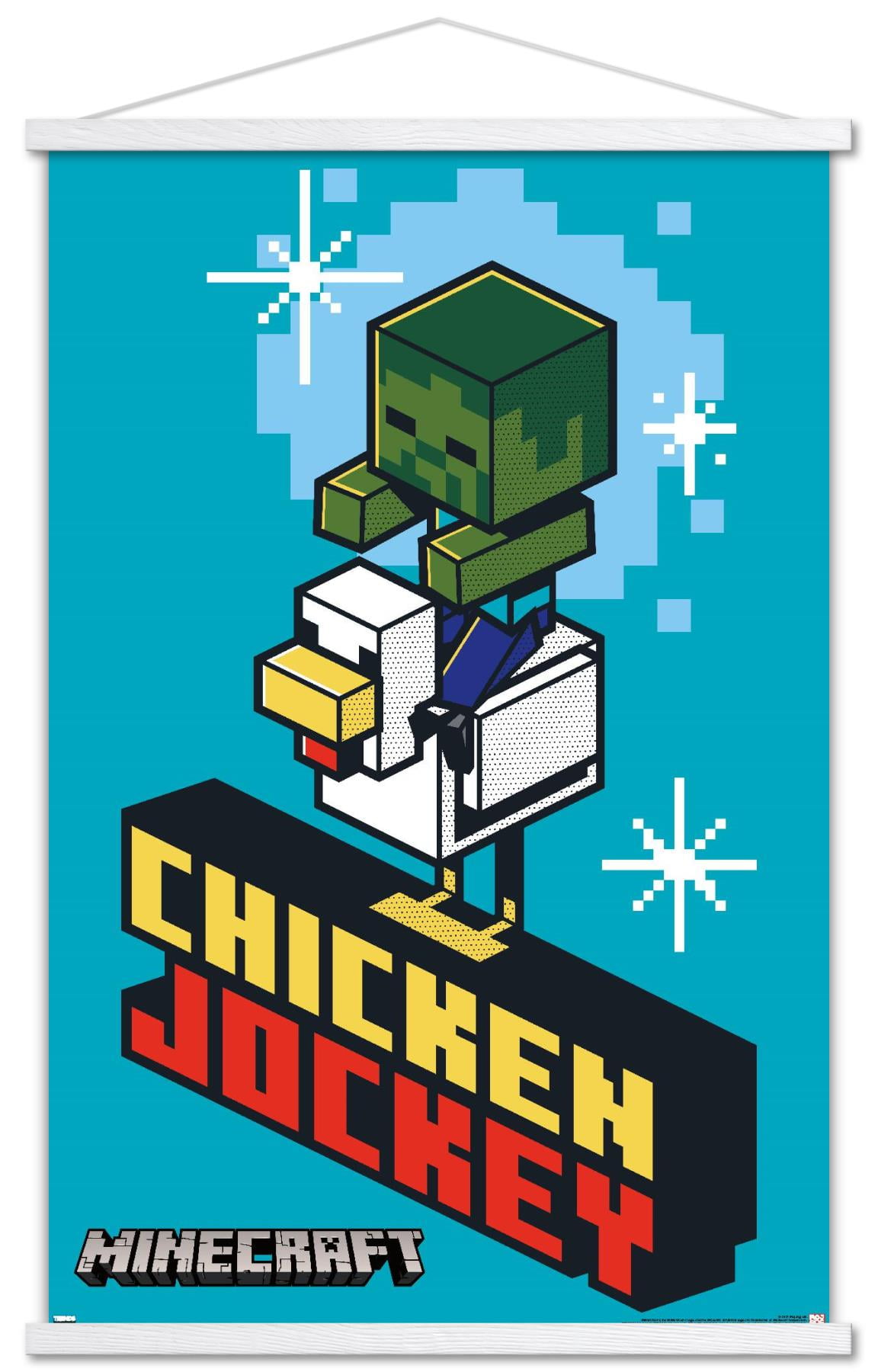 Minecraft - Chicken Jockey Wall Poster with Magnetic Frame, 22.375" x ...