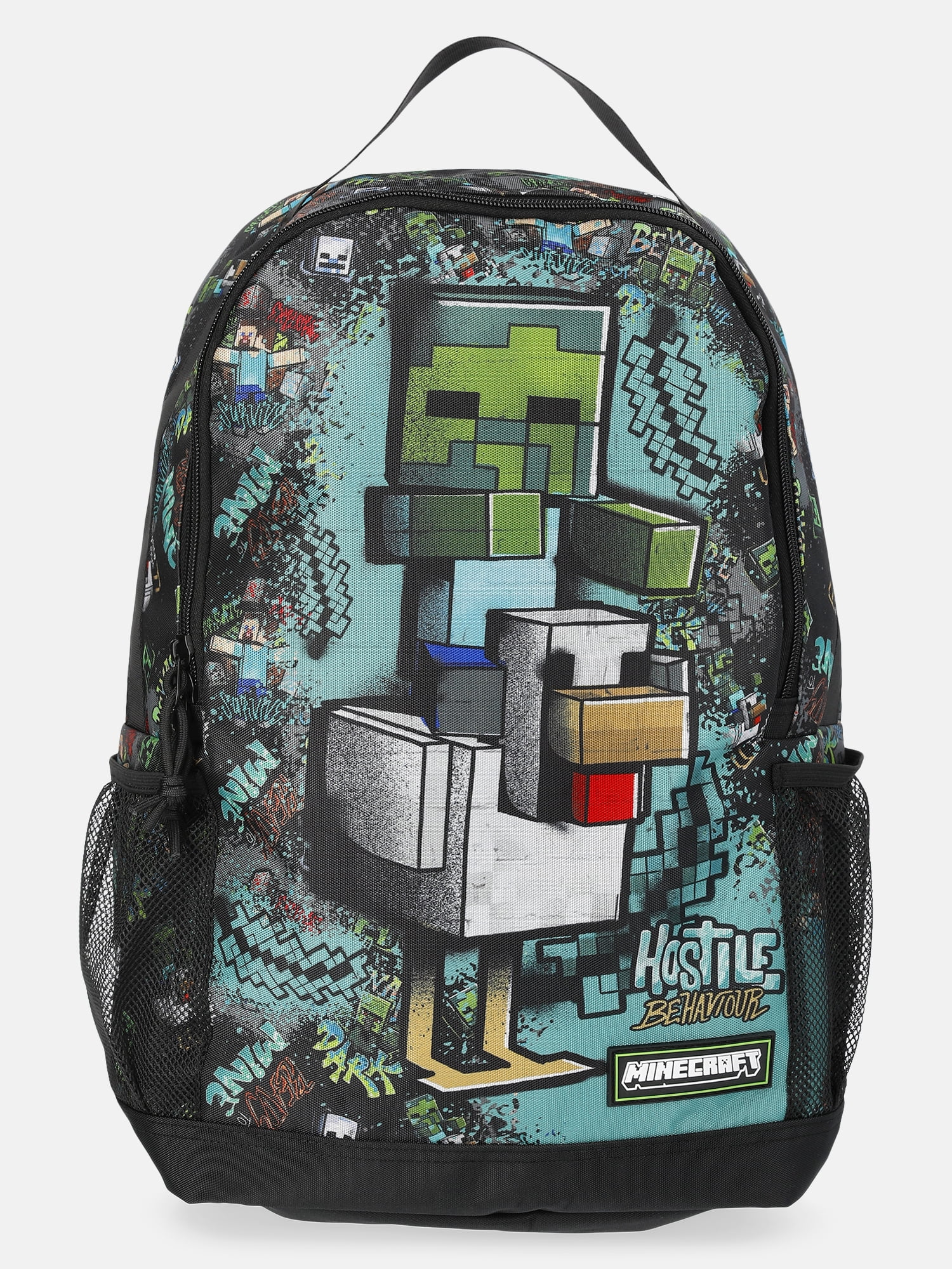 Minecraft Chicken Jockey Unisex 17" Zombie Spray Print Backpack, Blue ...
