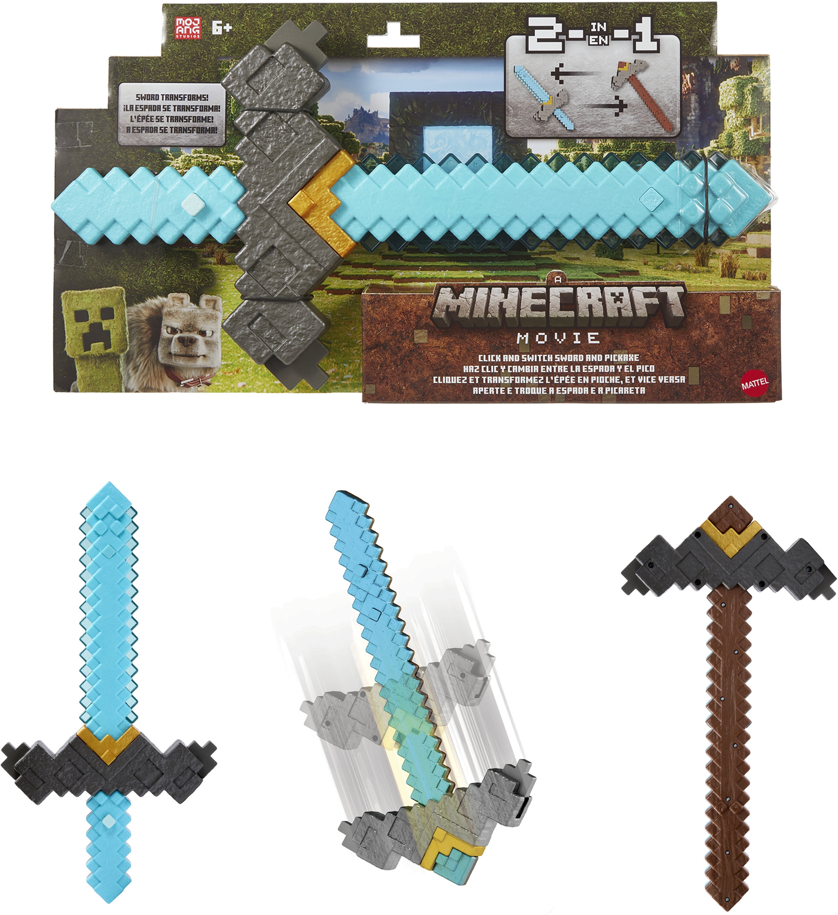 Minecraft Click and Switch Sword and Pickaxe Role-Play 2-in-1 Toy ...