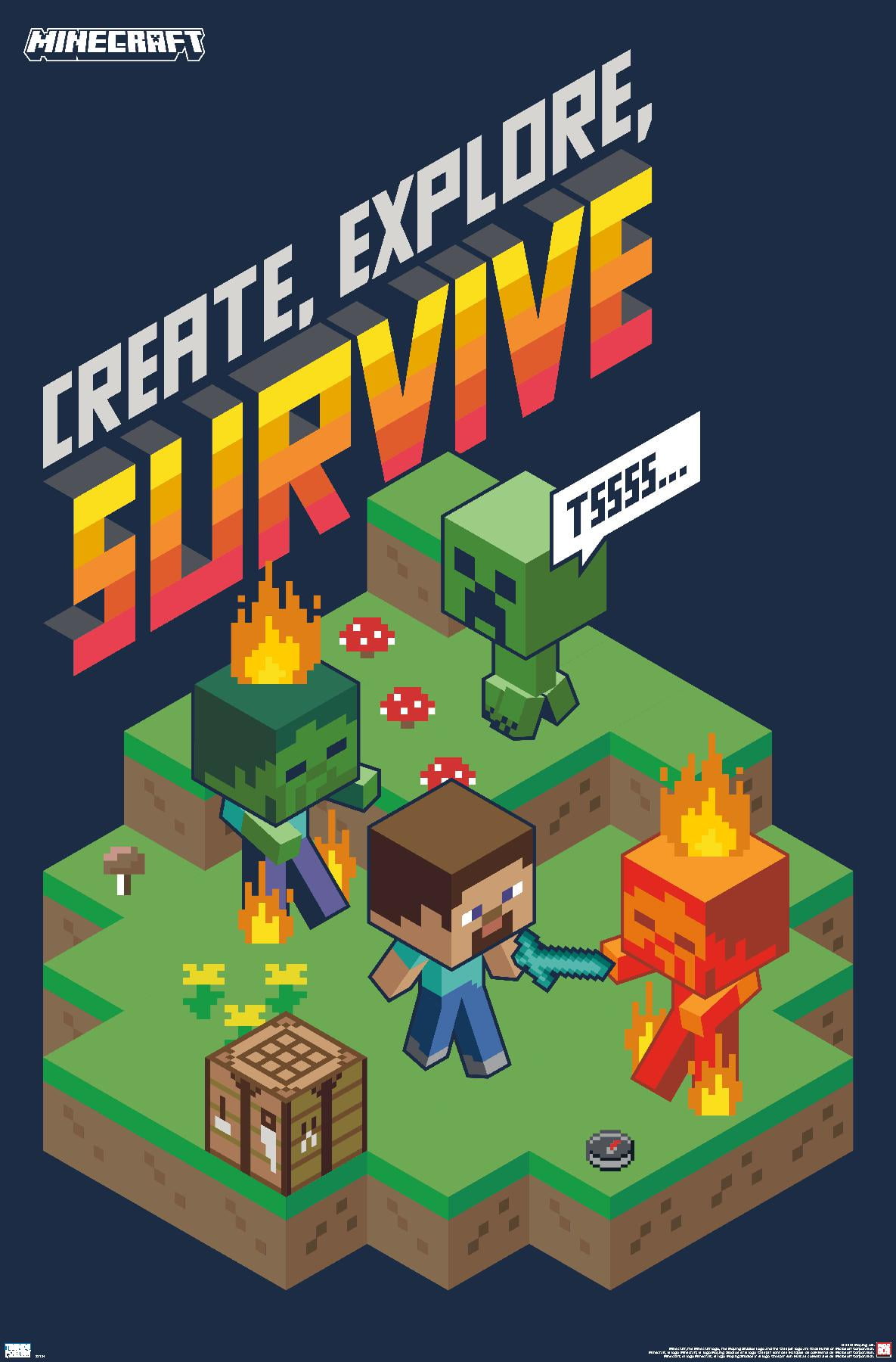 Minecraft - Create, Explore, Survive 2 Wall Poster, 22.375" x 34 ...